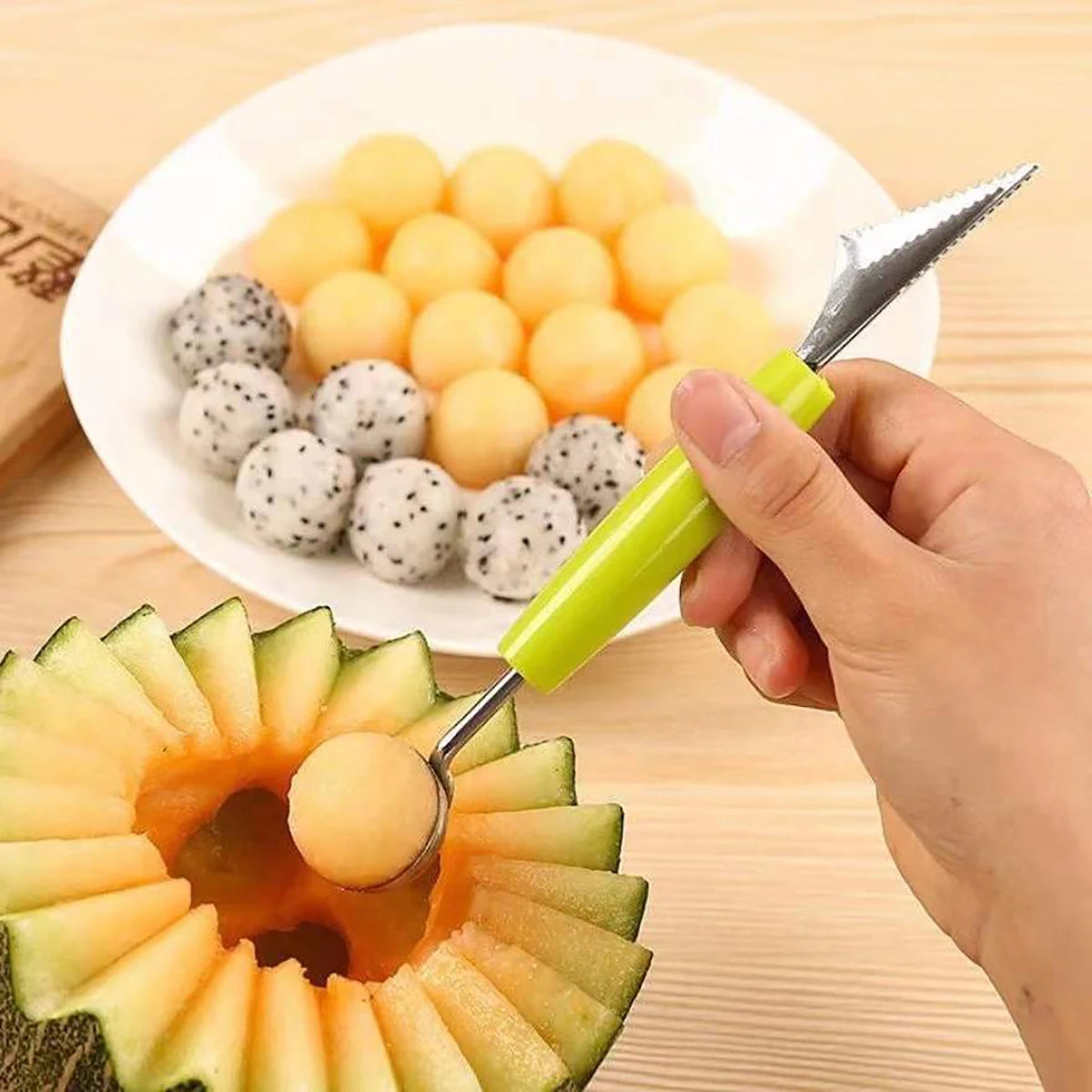 Dual-head Melon Baller Carving Scooper Tool on Luulla
