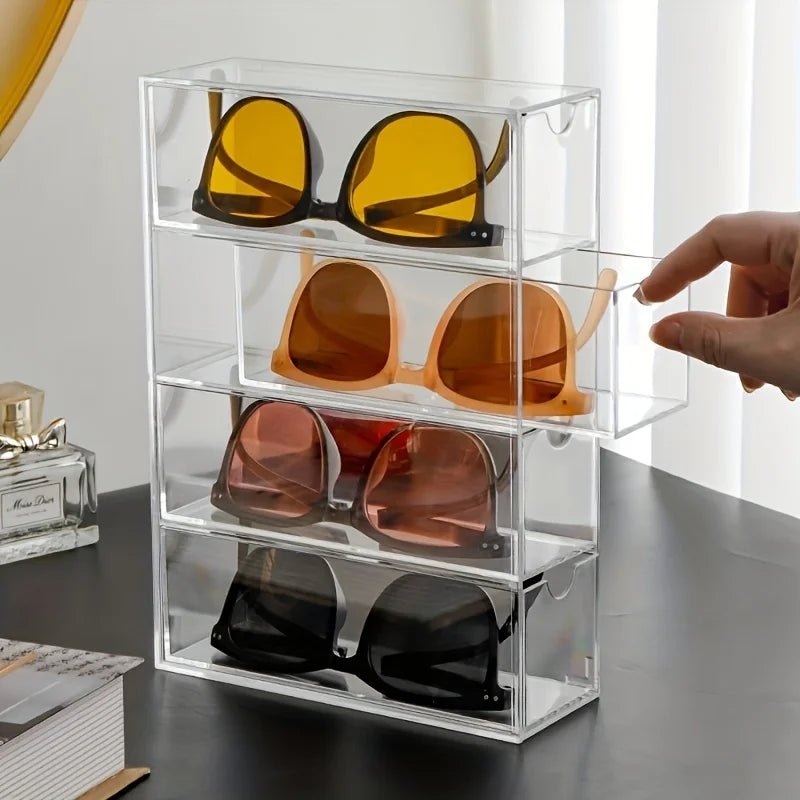Clear Stacking Sunglasses Organizer With Four Drawers on Luulla