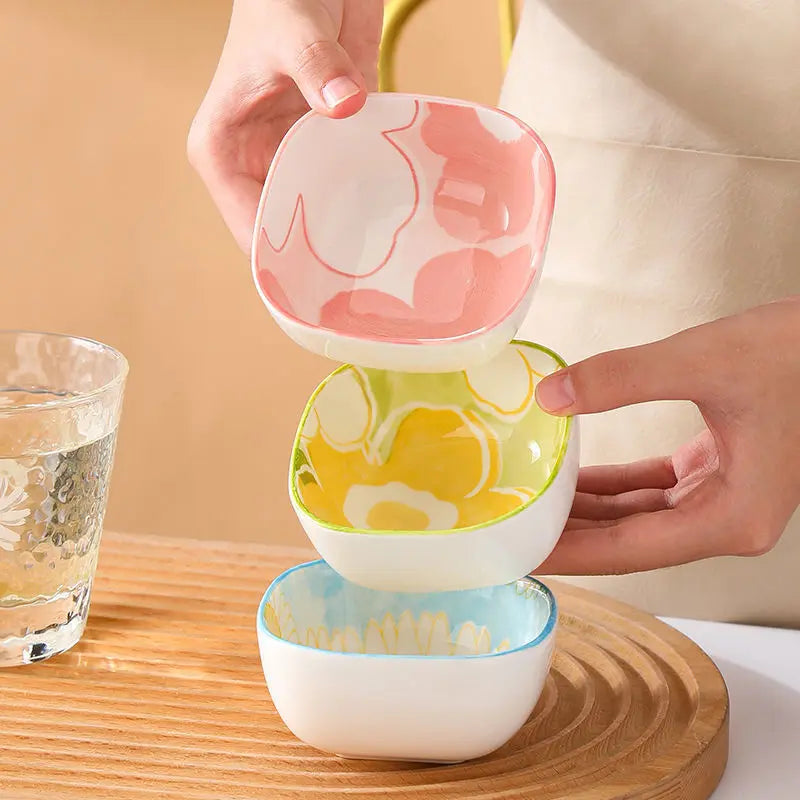 Vibrant Ceramic Bowls With Floral Patterns on Luulla
