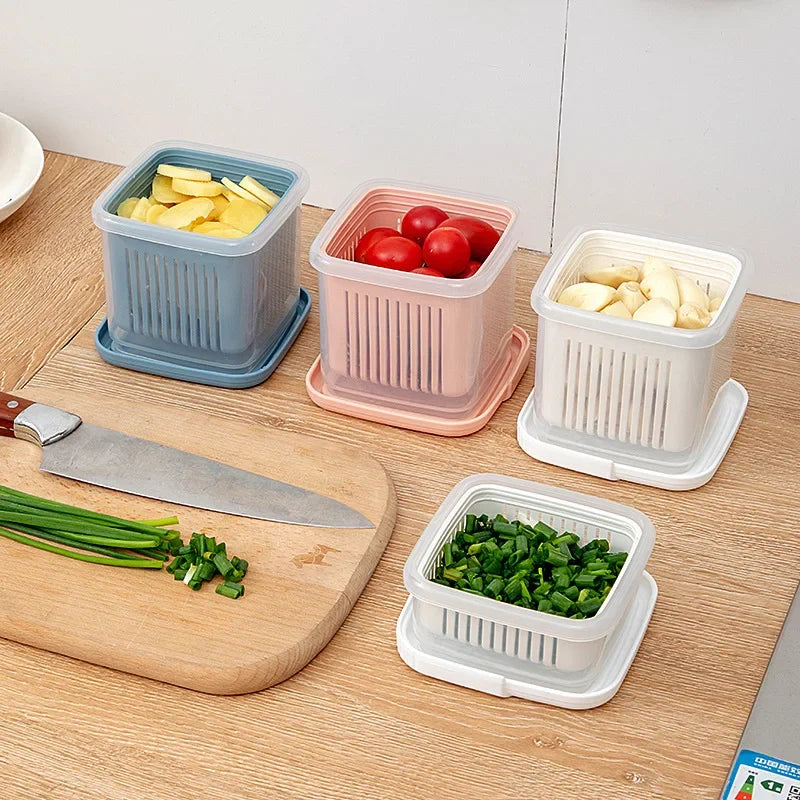 Versatile Square Food Storage Containers With Drainers on Luulla