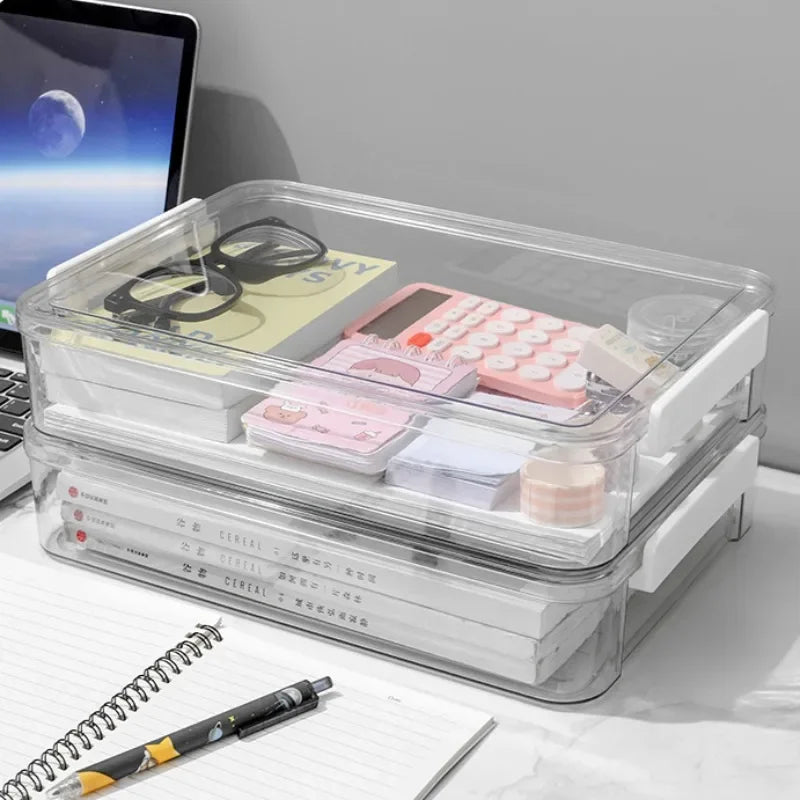 Stackable Clear Storage Box For Desktop Organization on Luulla