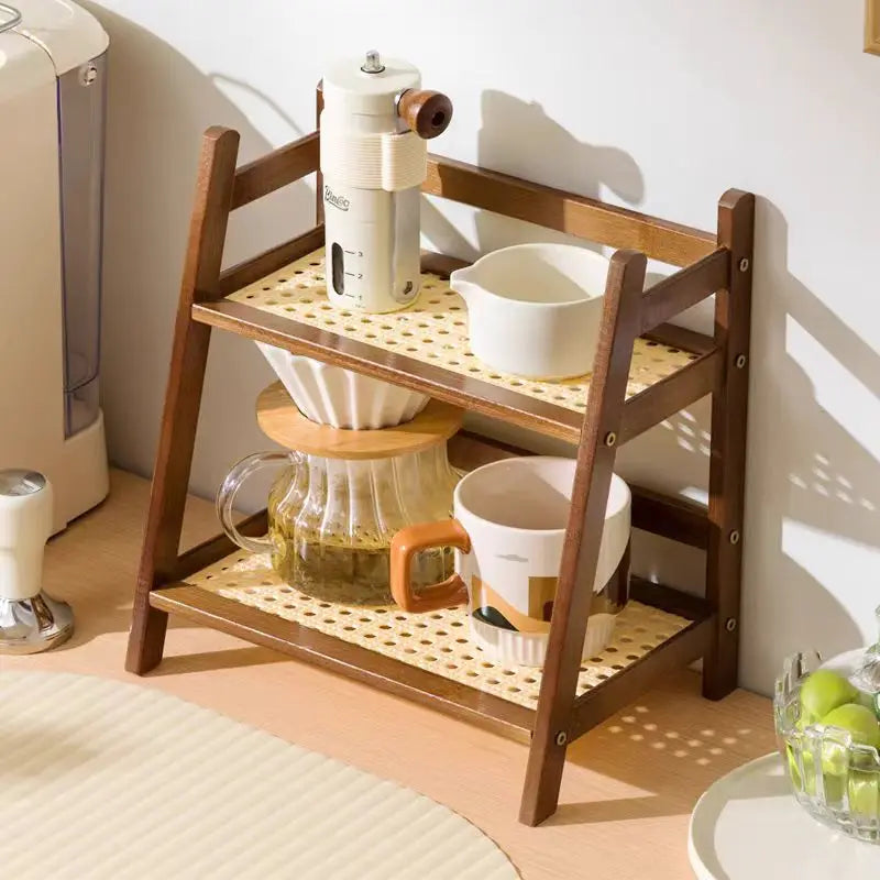 Bamboo Two-tier Countertop Organizer For Kitchen Accessories on Luulla