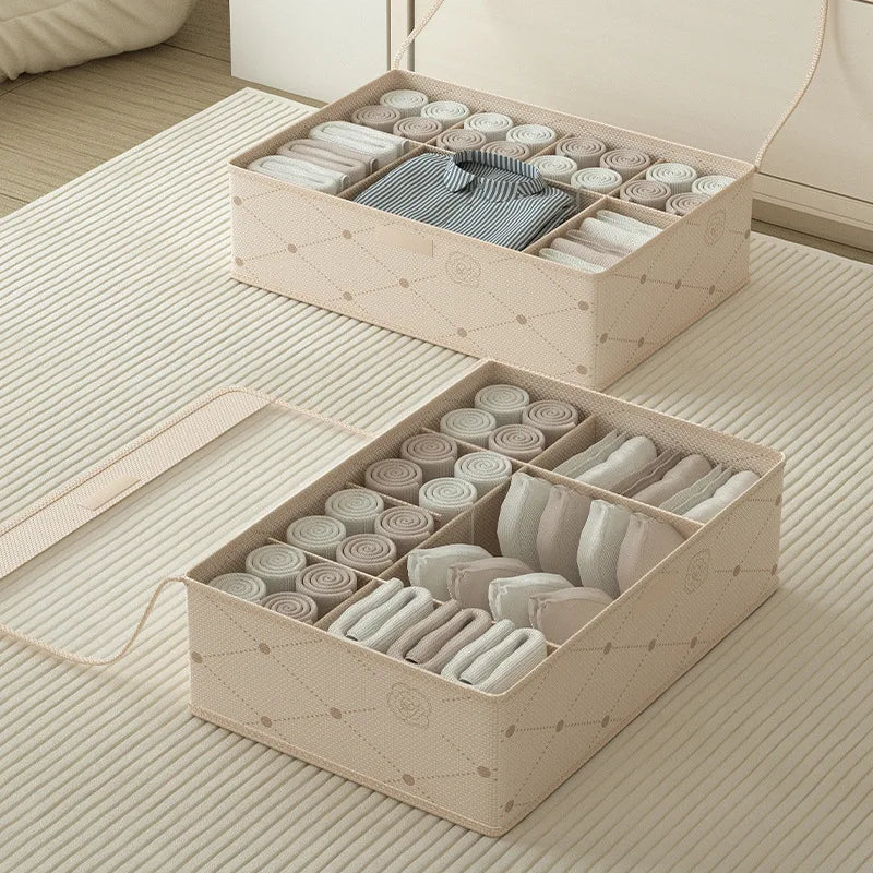 Foldable Fabric Storage Organizer With Lid Handles on Luulla