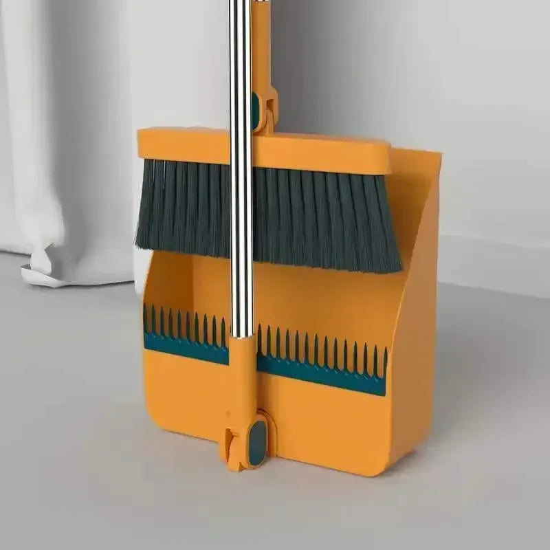 Foldable Broom With Self-cleaning Dustpan Combo on Luulla