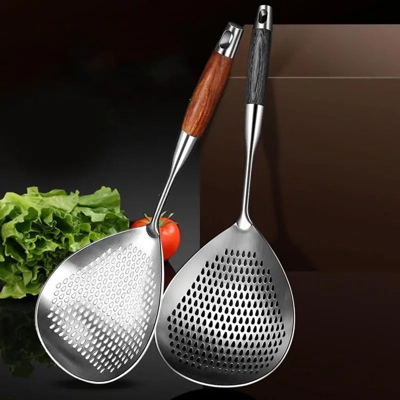Stainless Steel Kitchen Strainers With Wooden Handles on Luulla