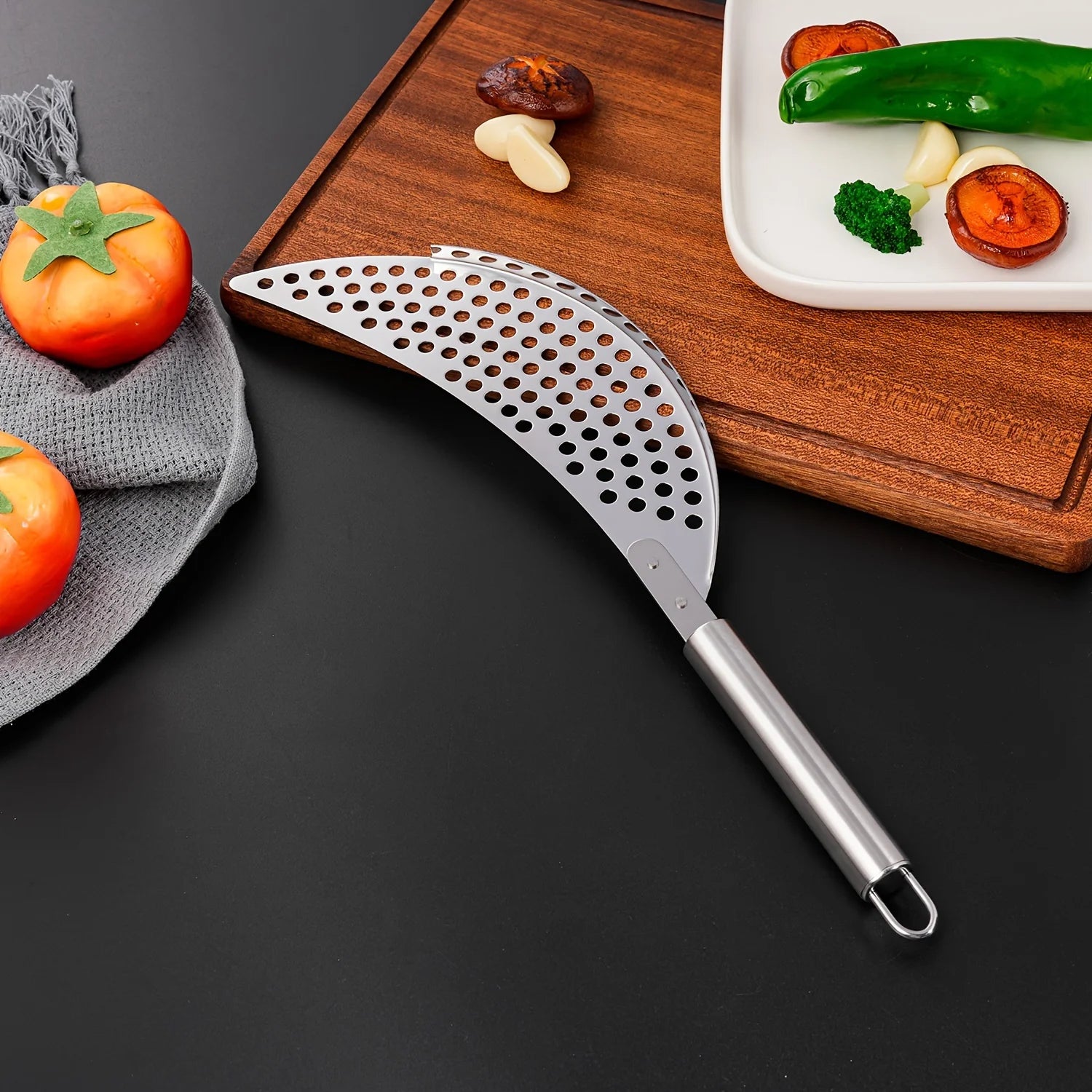 Stainless Steel Half-moon Multi-use Food Strainer on Luulla