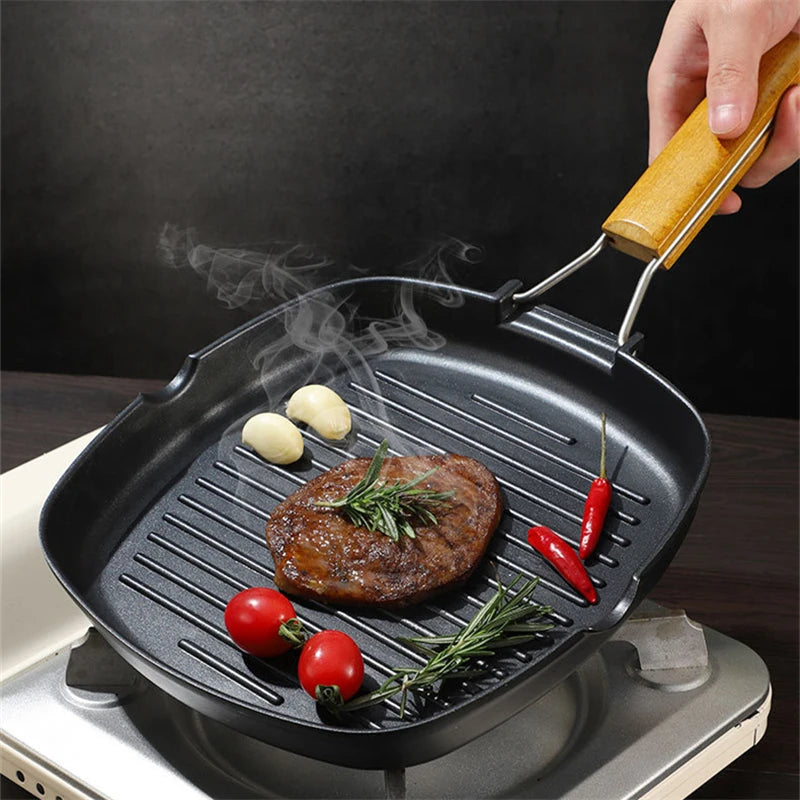 Non-stick Folding Handle Induction Grill Pan on Luulla