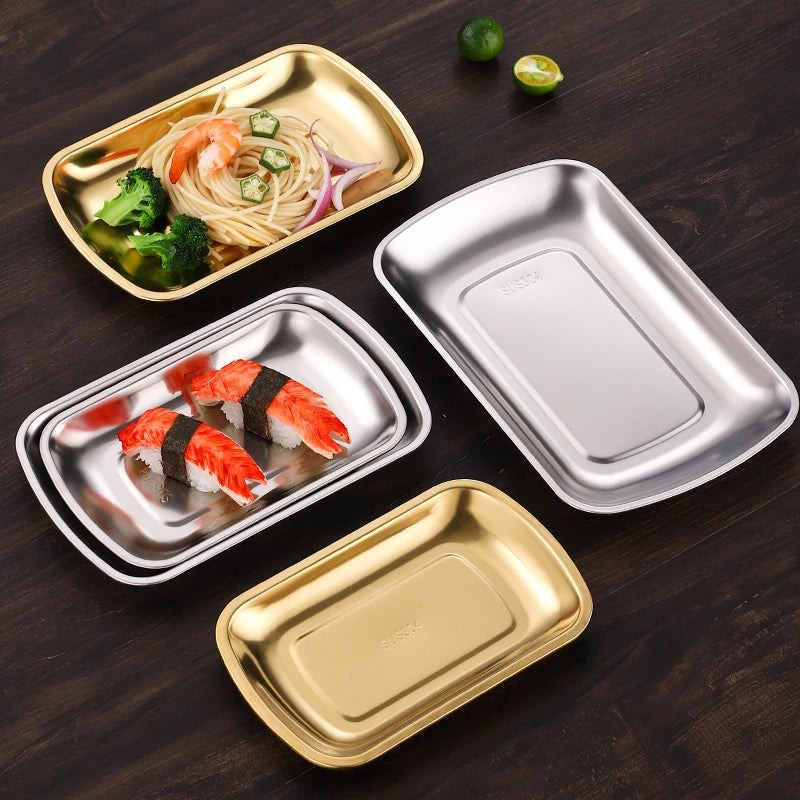 Stainless Steel Rectangular Plates, Gold Silver on Luulla