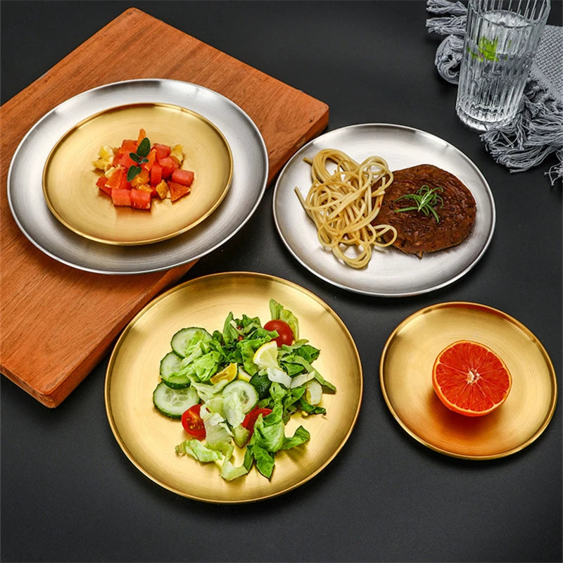 Stainless Steel Gold-rimmed Plates For Dining Delight on Luulla