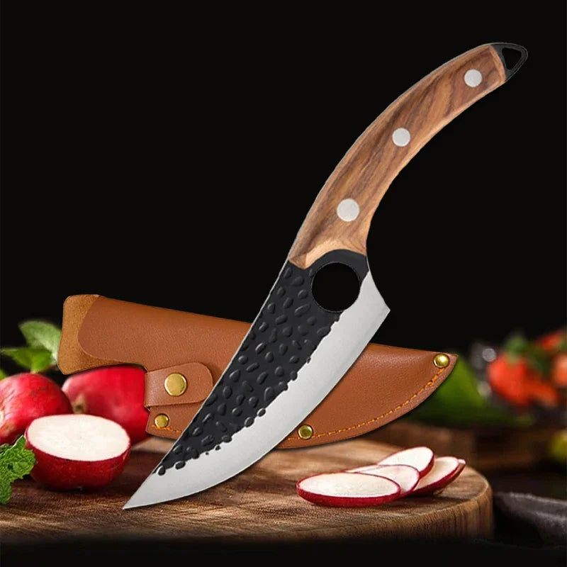 Handcrafted Wooden Handle Chef Knife With Sheath on Luulla