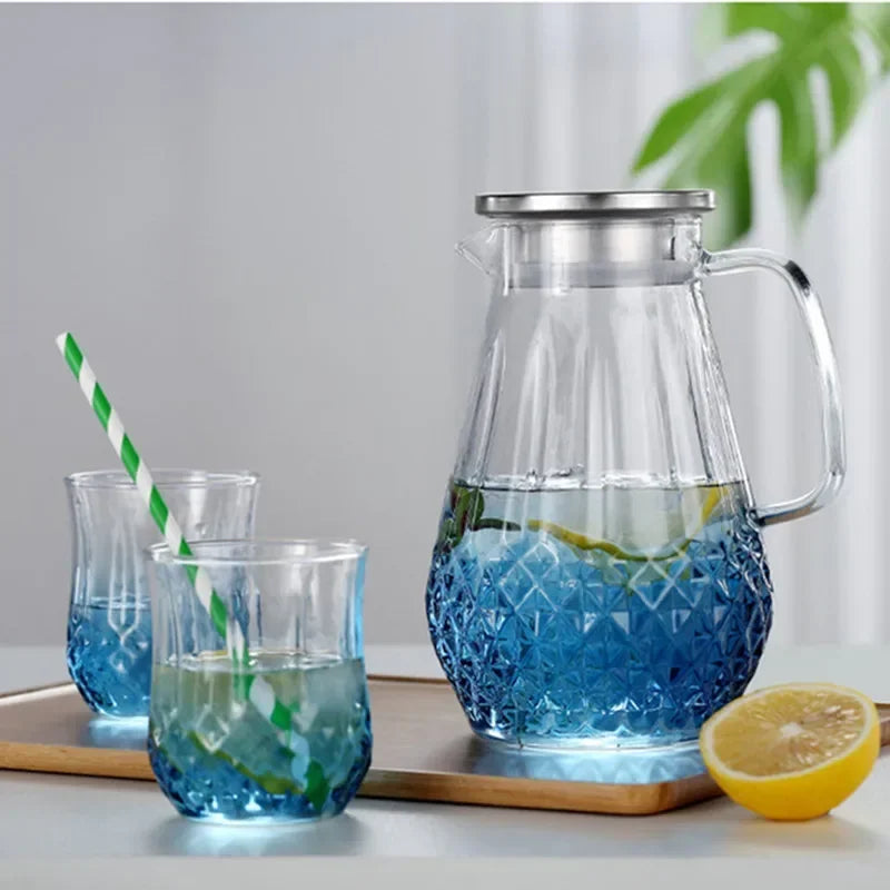 Crystal Glass Pitcher With Matching Cups Collection on Luulla