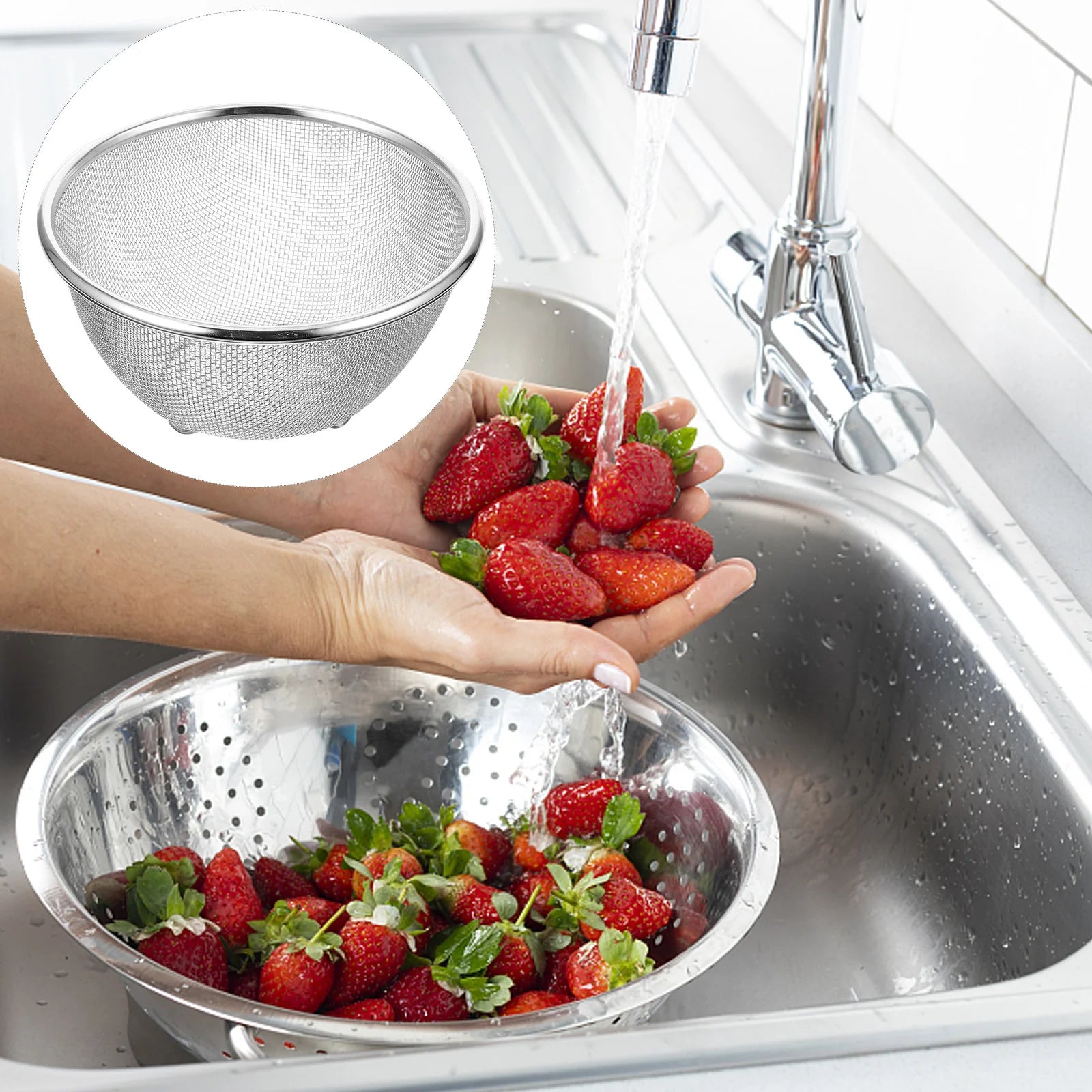 Stainless Steel Mesh Colander For Easy Draining on Luulla