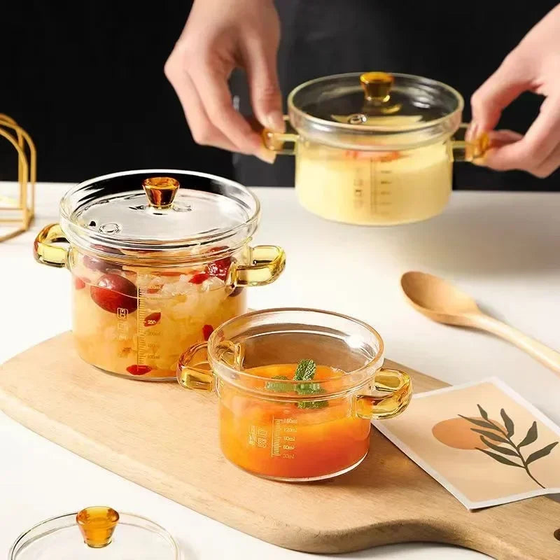 Heat-resistant Glass Cooking Pots With Handles on Luulla